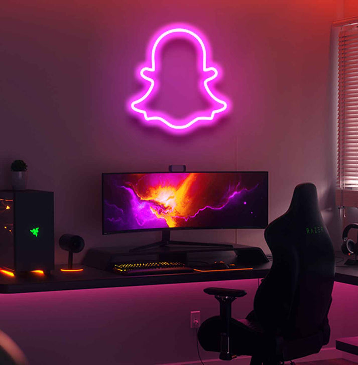 Neon Light Snapchat Logo Sign - Shine with Social Media Brilliance ...