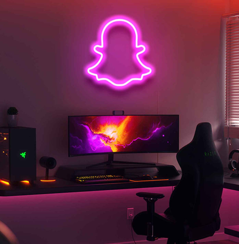 Neon Light Snapchat Logo Sign - Shine with Social Media Brilliance ...
