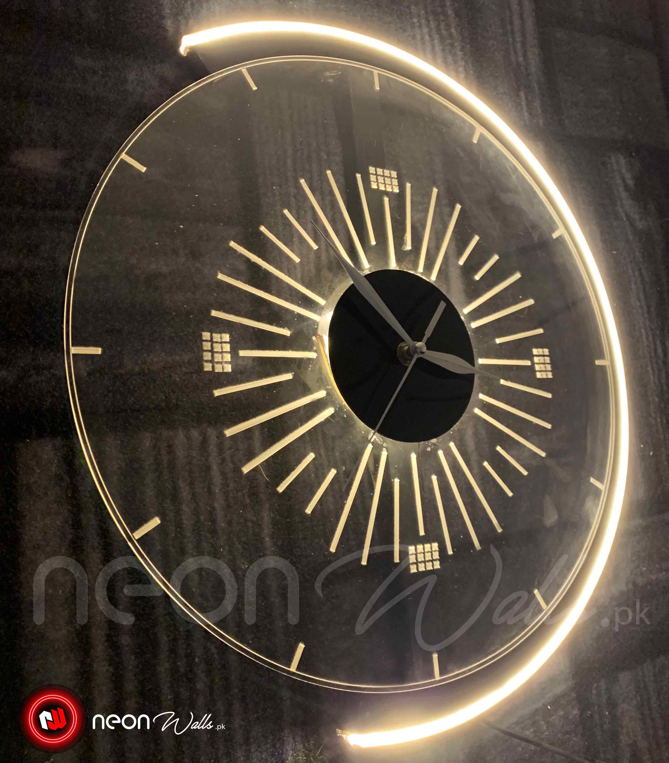 Neon Light Premium C Shape Decorative Wall Art Clock – Neon Walls