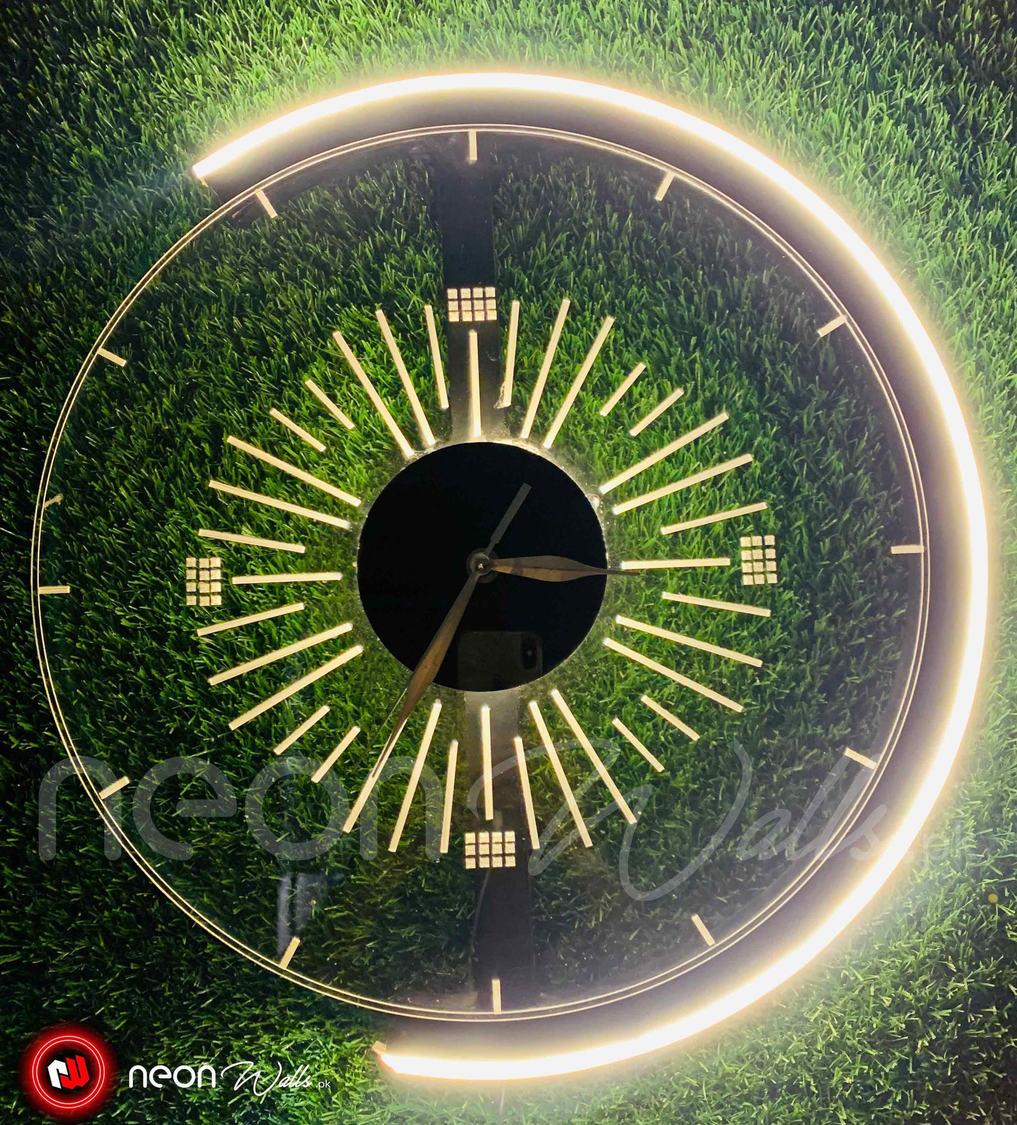 Neon Light Premium C Shape Decorative Wall Art Clock – Neon Walls